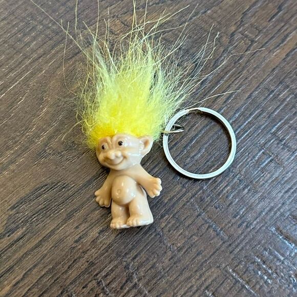 Other | Vintage Troll Doll Keychain Yellow Hair Mini Figurine | Poshmark
